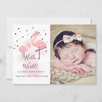 Pink Flamingo Birth Announcement | Zazzle
