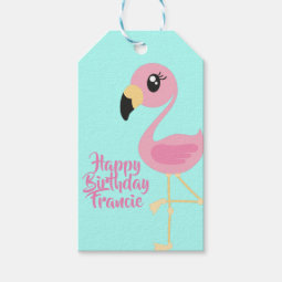 Pink Flamingo Birthday Party Thank You Gift Gift Tags | Zazzle
