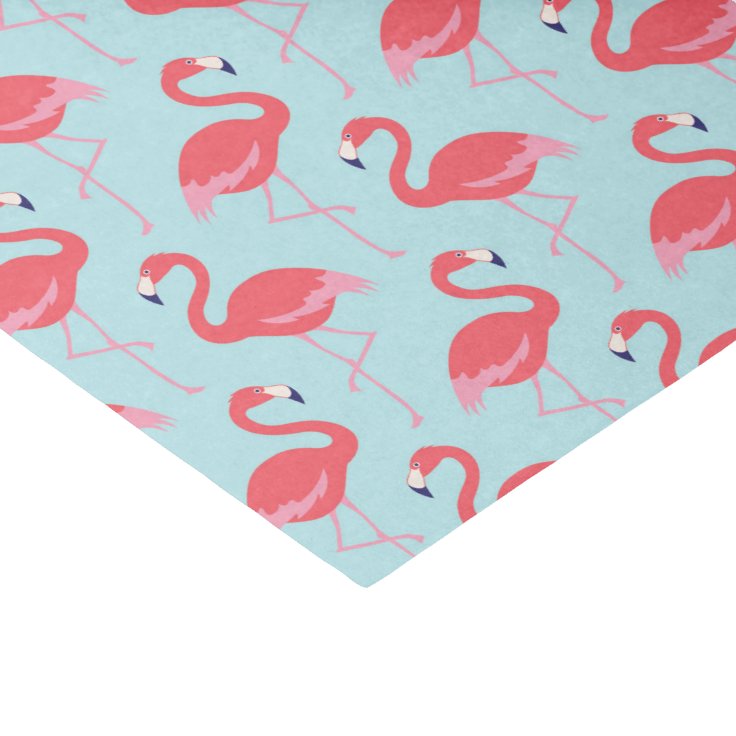 Pink flamingo blue pattern tissue paper | Zazzle