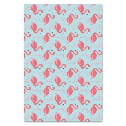 Pink flamingo blue pattern tissue paper | Zazzle