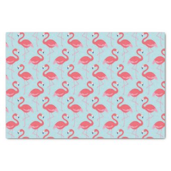 Pink flamingo blue pattern tissue paper | Zazzle