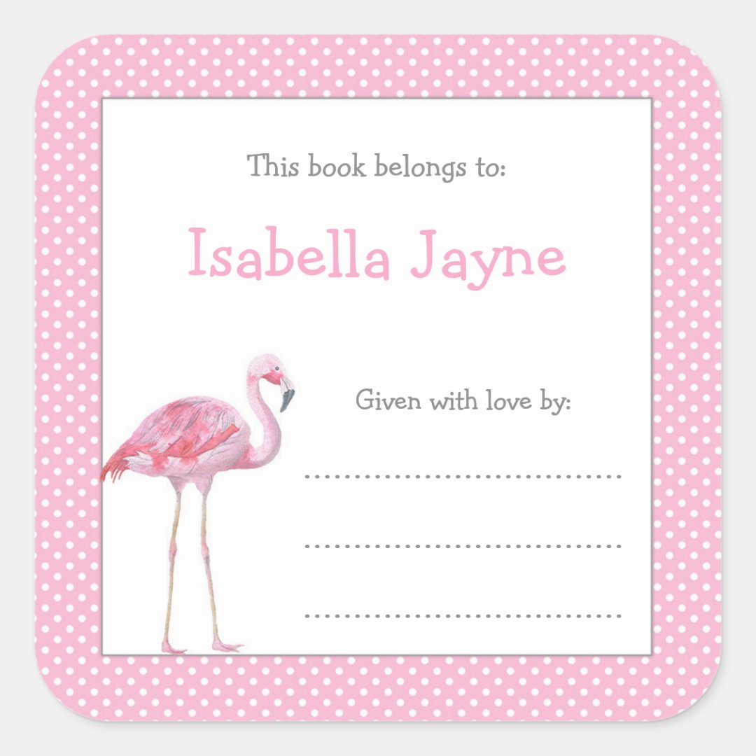Pink Flamingo Book Square Sticker | Zazzle