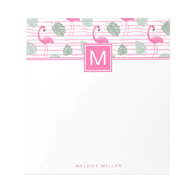 Pink Flamingo Center Square Personalized Notepad | Zazzle