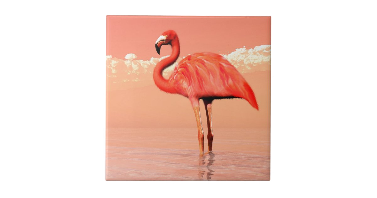 Pink flamingo ceramic tile | Zazzle