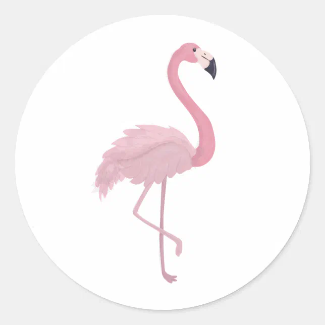 Pink Flamingo Classic Round Sticker | Zazzle