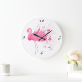 Pink Flamingo Design Large Clock | Zazzle