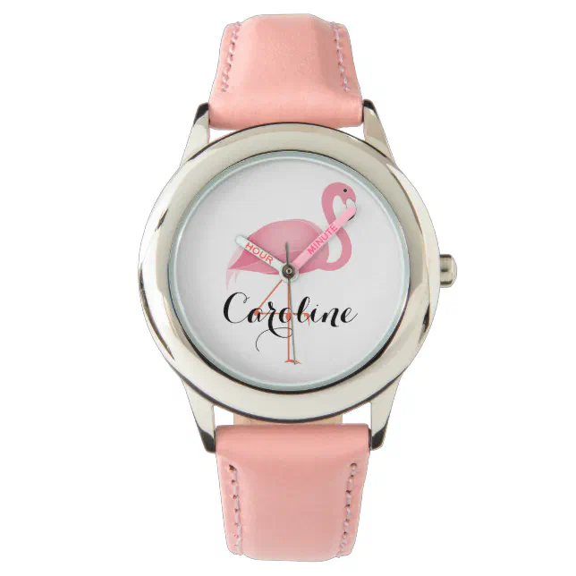 Pink flamingo girl's watch | Zazzle