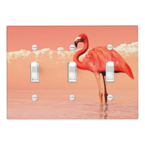 Pink flamingo in the water - 3D render Light Switch Cover | Zazzle