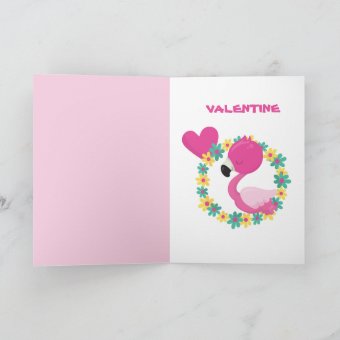 Pink Flamingo Kids Valentine Card | Zazzle