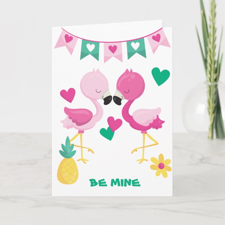 Pink Flamingo Kids Valentine Card | Zazzle