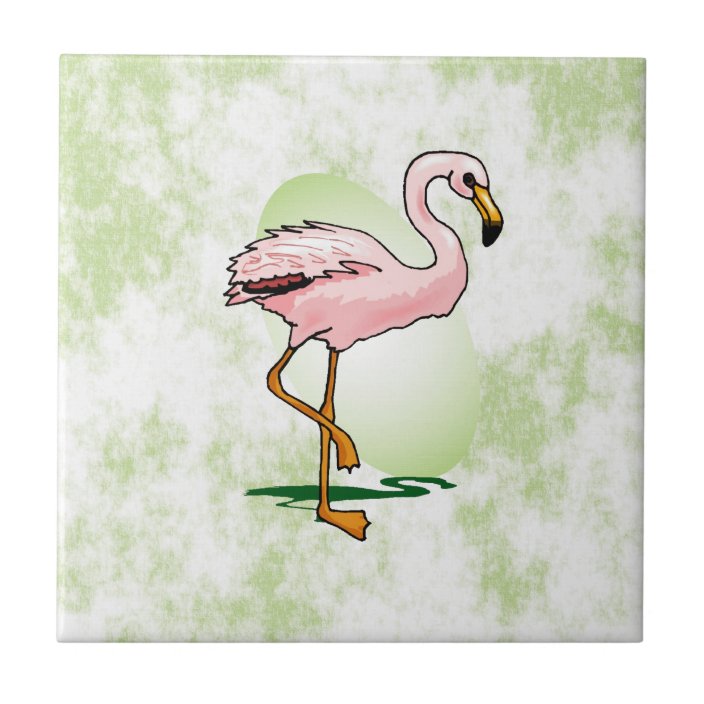 Pink Flamingo on Pale Green Background Tile | Zazzle.com