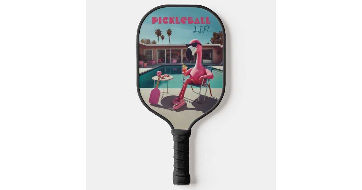 Pink Flamingo Palm Springs Pickleball Life Paddle | Zazzle