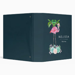 Pink Flamingo Palm trees and Succulents 3 Ring Binder | Zazzle