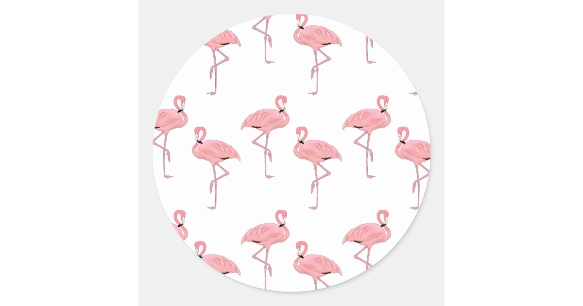 pink flamingo pattern classic round sticker | Zazzle