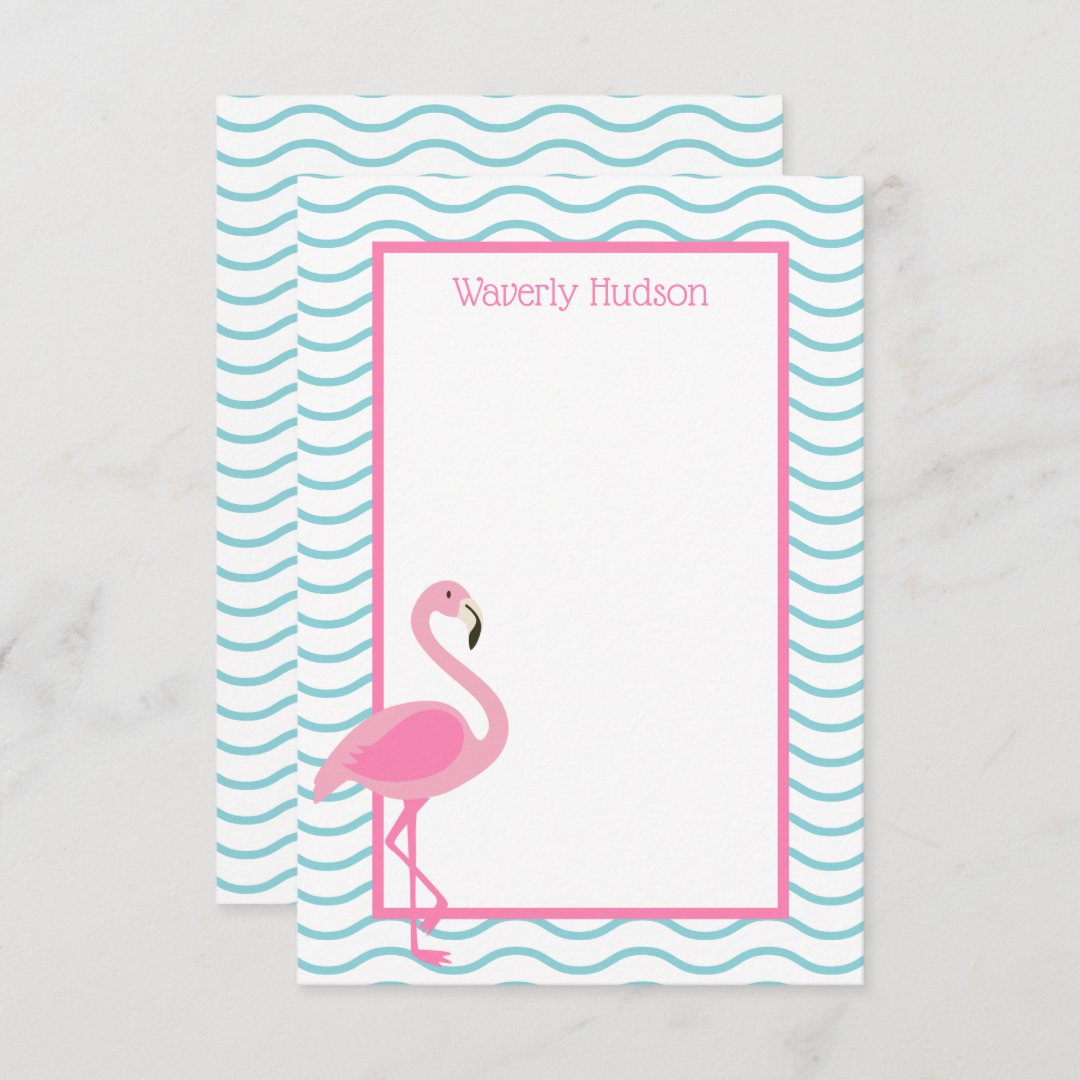 Pink Flamingo Personalized Note Card | Zazzle