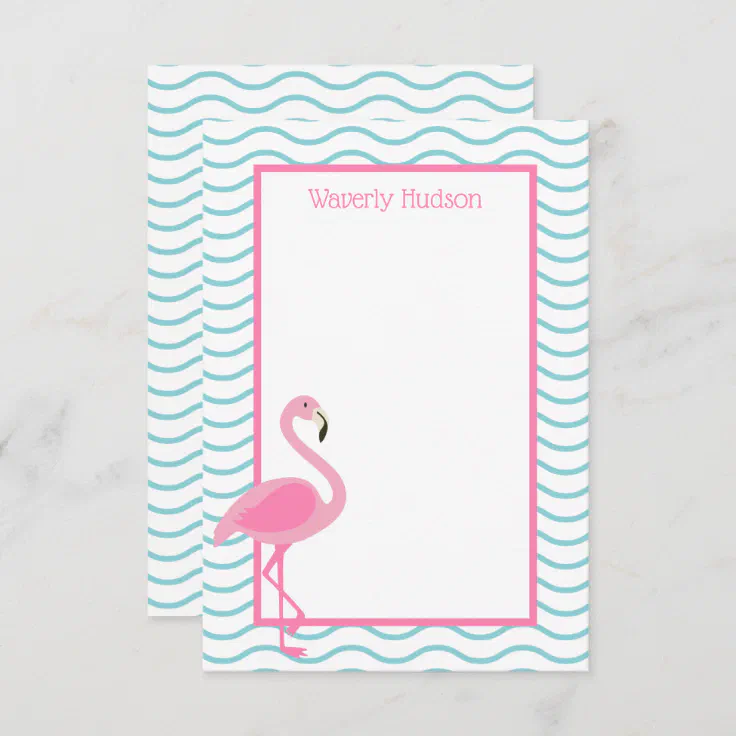 Pink Flamingo Personalized Note Card | Zazzle