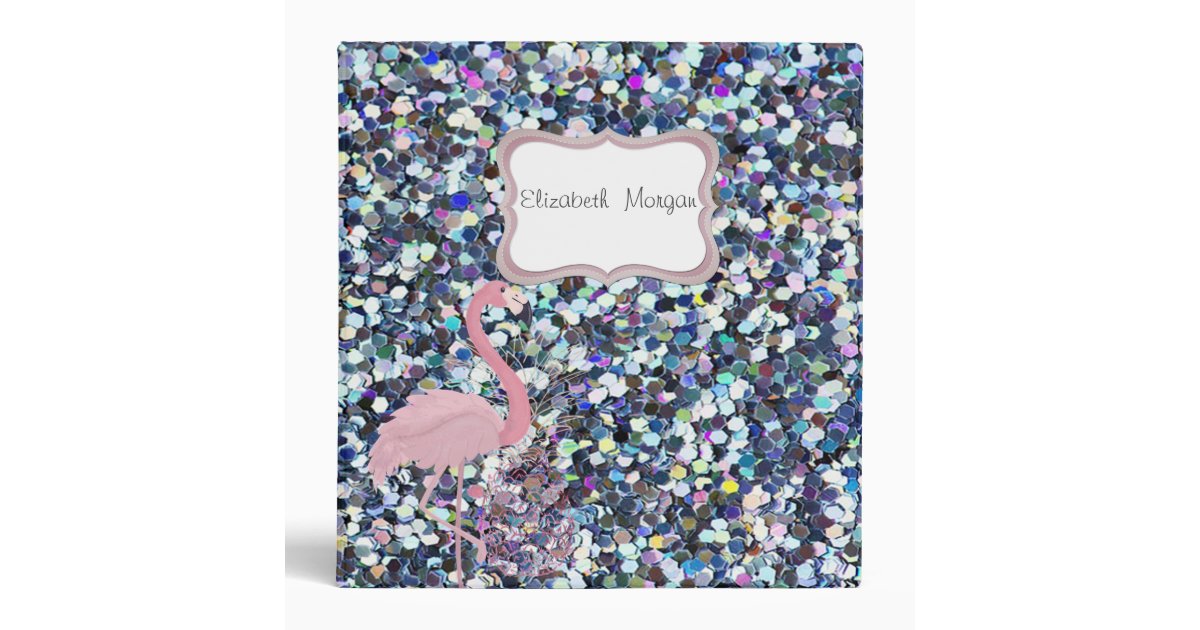 Pink Flamingo, Pineapple, Glitter - Personalized 3 Ring Binder | Zazzle