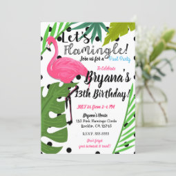 Pink Flamingo Polka Dots Summer Flamingle Party Invitation | Zazzle