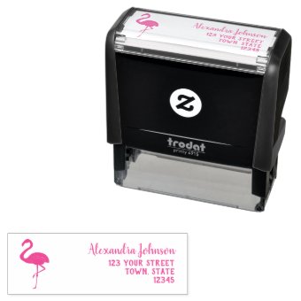 Pink Flamingo Return Address Self-inking Stamp | Zazzle