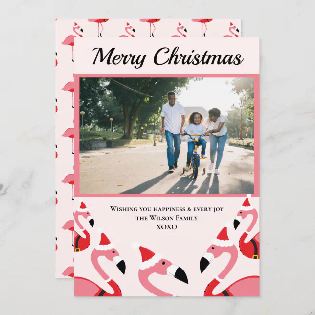 Pink Flamingo Santa Photo Christmas | Zazzle