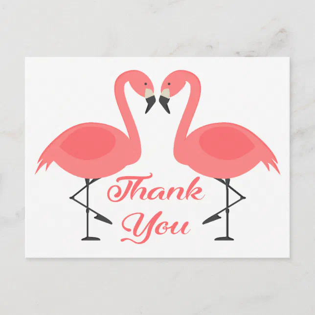 Pink Flamingo Thank You Tropical Wedding Love Postcard | Zazzle