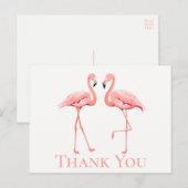 Pink Flamingo Thank You Tropical Wedding Summer Postcard | Zazzle