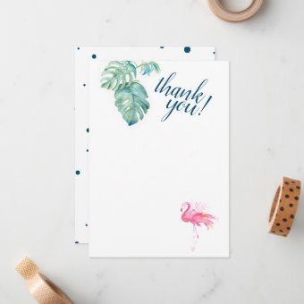 Pink Flamingo Tropical Thank You Note Card | Zazzle
