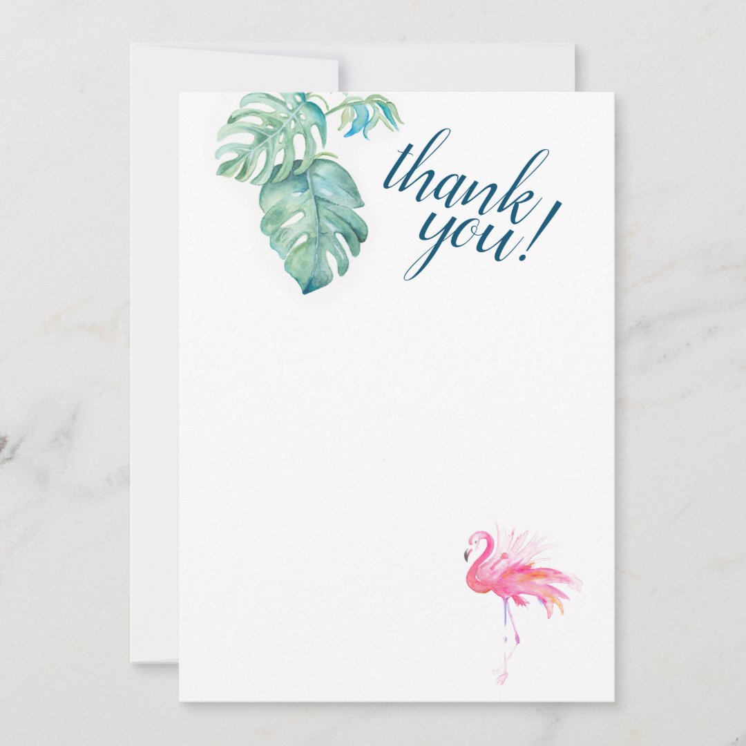 Pink Flamingo Tropical Thank You Note Card | Zazzle