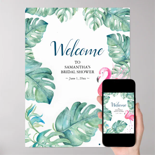 Pink Flamingo Tropical Welcome Party Sign | Zazzle