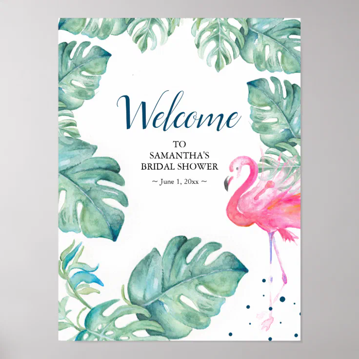 Pink Flamingo Tropical Welcome Party Sign | Zazzle