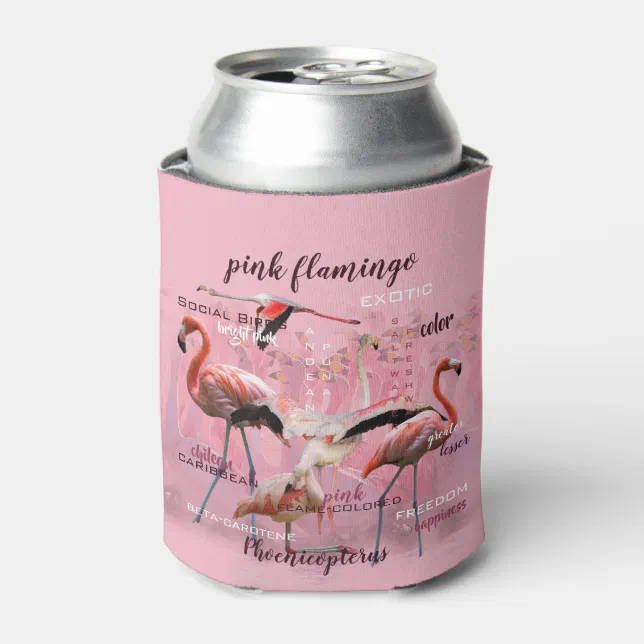 Pink Flamingo Typography | Customized Can Cooler | Zazzle