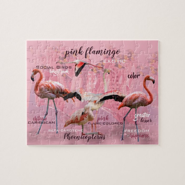 Pink Flamingo Typography | Customized Jigsaw Puzzle | Zazzle.com