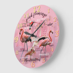 Pink Flamingo Typography | Customized Large Clock | Zazzle