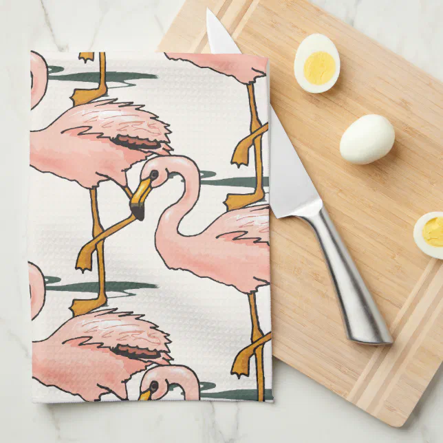 Pink Flamingos Kitchen Towels | Zazzle