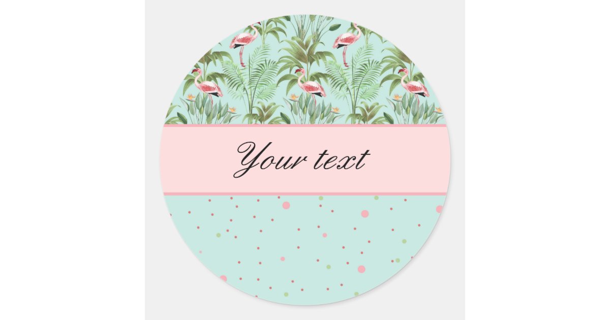 Pink Flamingos Polka Dots Classic Round Sticker | Zazzle
