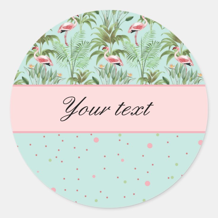 Pink Flamingos Polka Dots Classic Round Sticker | Zazzle