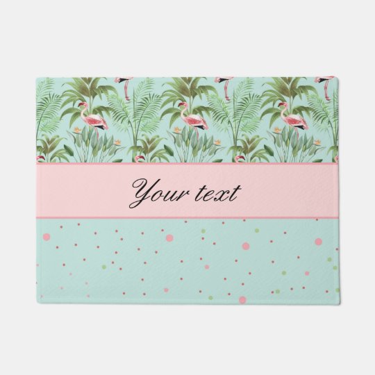 Pink Flamingos Polka Dots Doormat | Zazzle.com