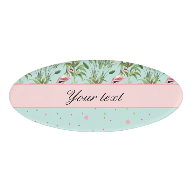 Pink Flamingos Polka Dots Name Tag | Zazzle