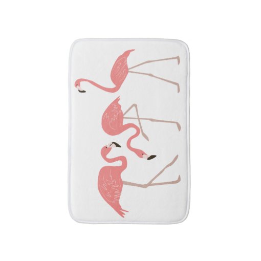 Pink Flamingos Tropical Whimsy Bathroom Mat | Zazzle