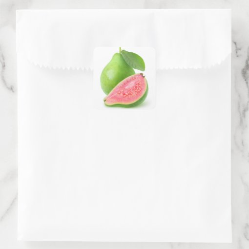 Pink fleshed guava square sticker | Zazzle