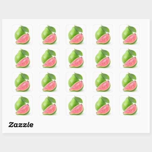 Pink fleshed guava square sticker | Zazzle
