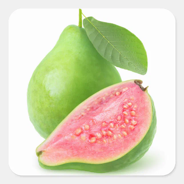 Pink fleshed guava square sticker | Zazzle