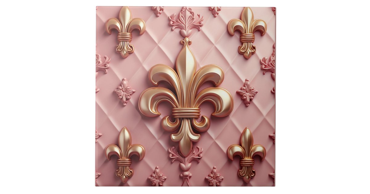 Pink Fleur De Lis large ceramic tile | Zazzle