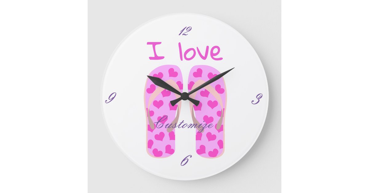 Pink Flip-Flops Thunder_Cove Large Clock | Zazzle