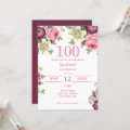 Pink Floral 100th Birthday Invitation | Zazzle