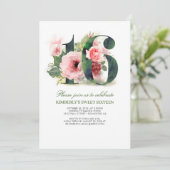 Pink Floral 16 | Sweet Sixteen Birthday Party Invitation | Zazzle