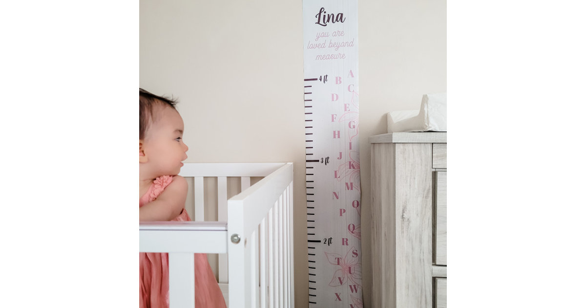 Pink Floral Alphabet Growth Chart | Zazzle
