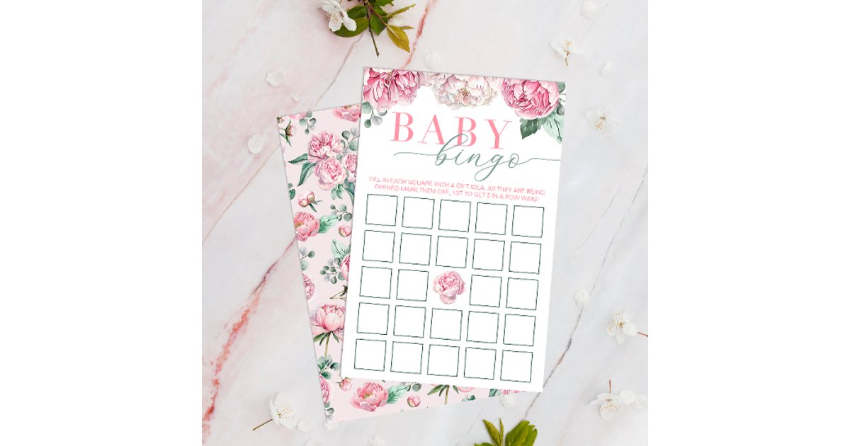 Pink Floral Baby Bingo Baby Shower Activity | Zazzle