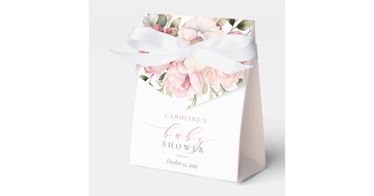 Pink Floral Baby In Bloom Girl Baby Shower Favor Boxes | Zazzle