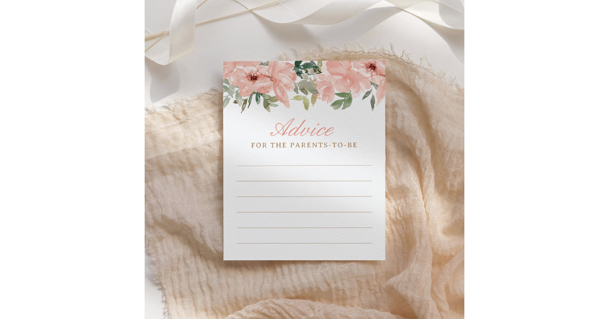 Pink Floral Baby Shower Advice Card | Zazzle